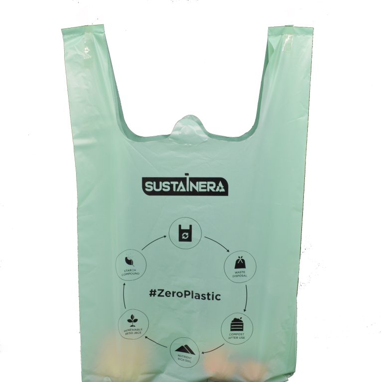 Biodegradable and compostable plastic shopping bag