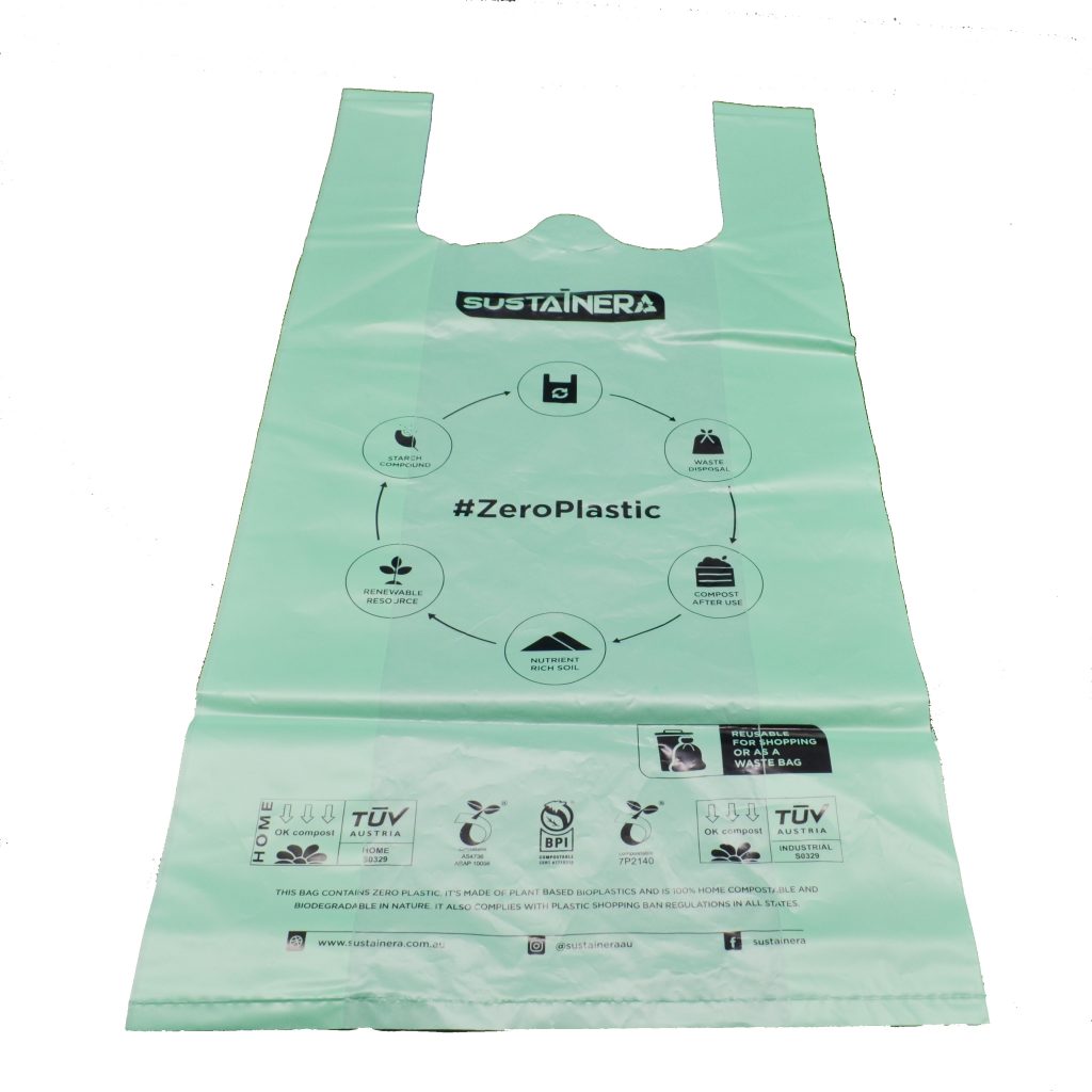 Biodegradable and compostable plastic shopping bag