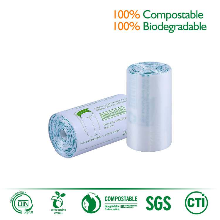 Biodegradable pla bag roll for garbage with logo