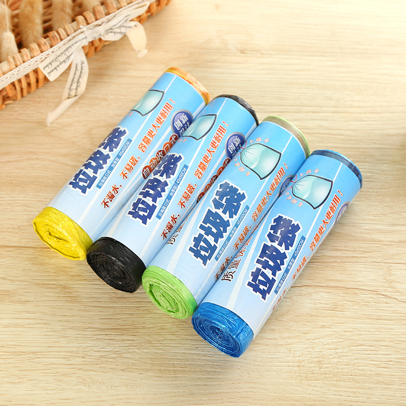 Drawstring biodegradable portable plastic garbage bag