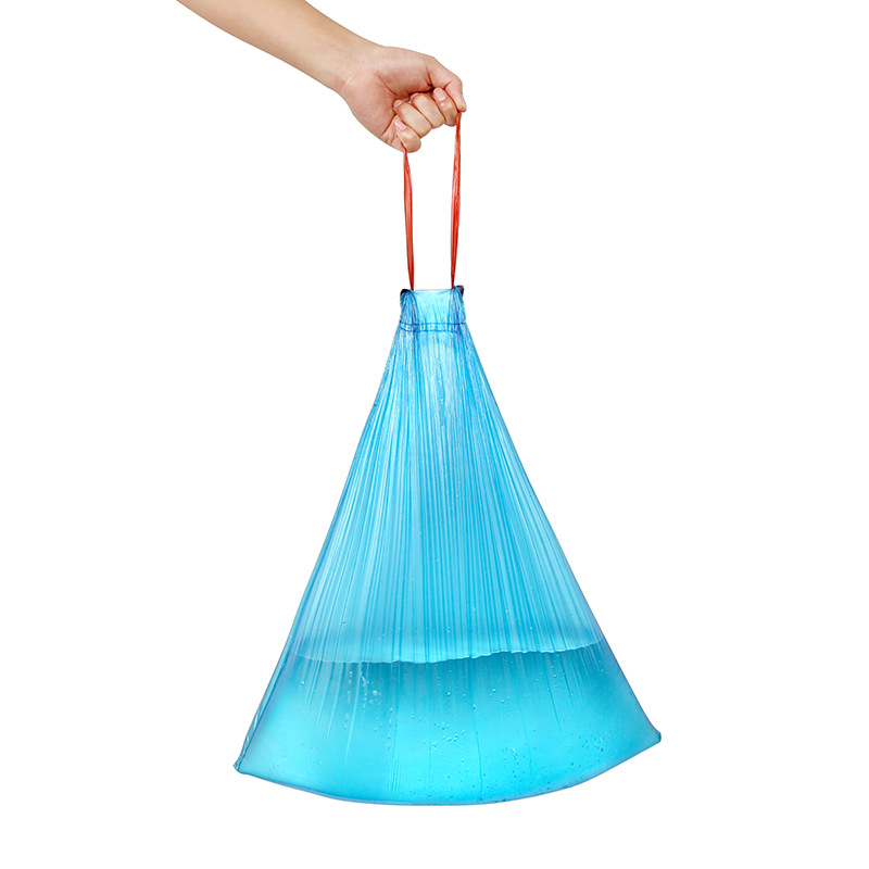 Drawstring biodegradable portable plastic garbage bag